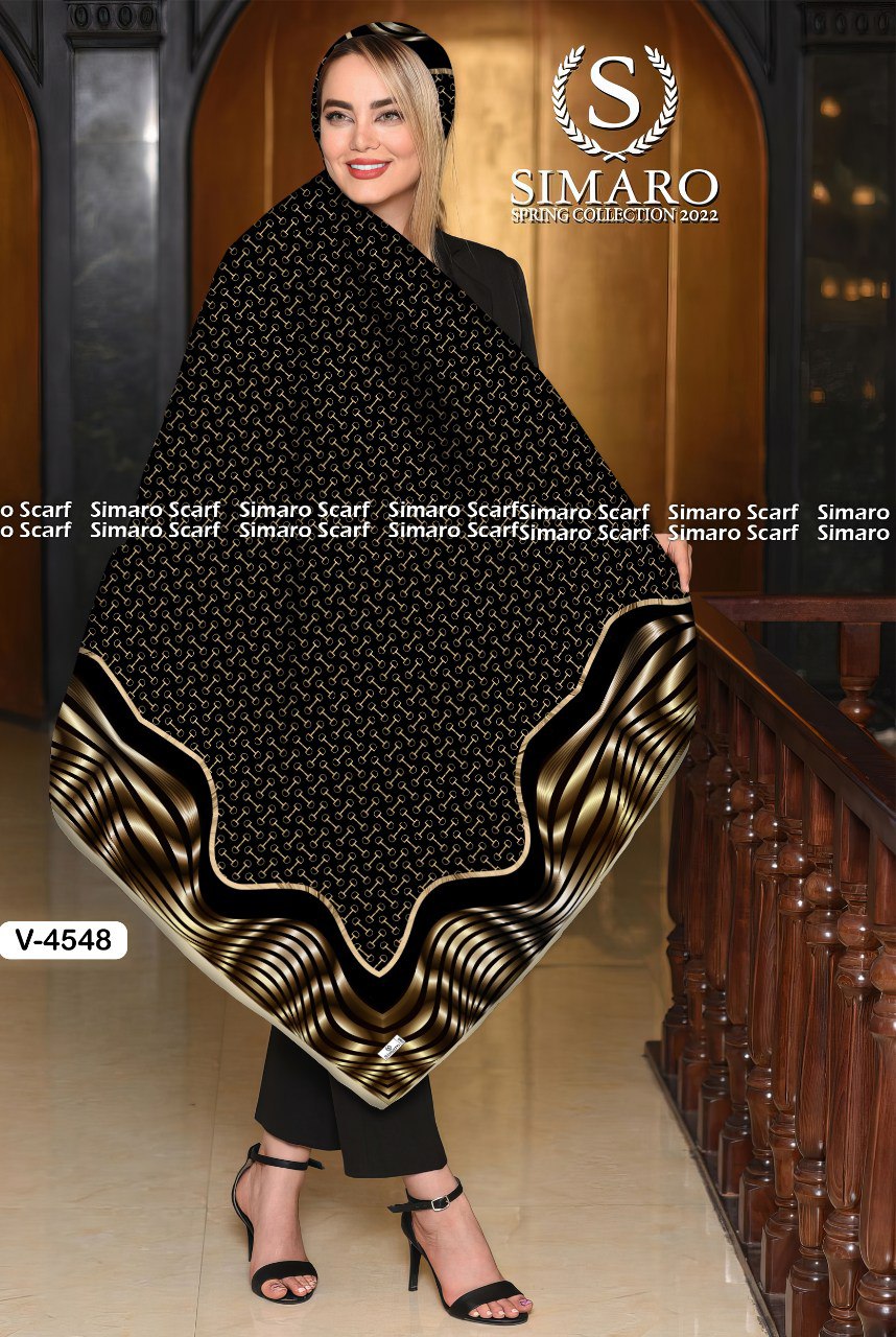 روسری حریر کرپ V-4548 | فروشگاه شال و روسری سیمارو